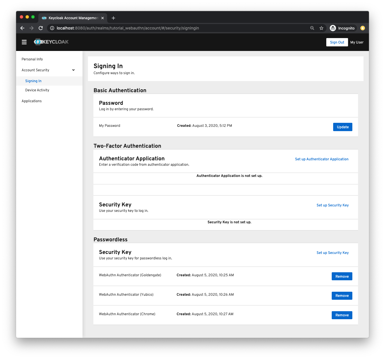 Tutorial 3 Configuring WebAuthn